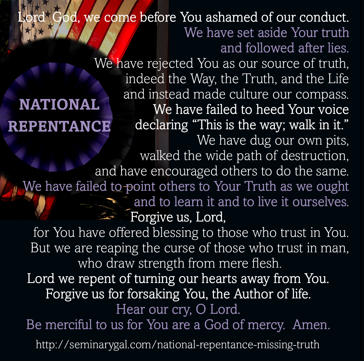 National Repentance-Missing Truth – Seminary Gal